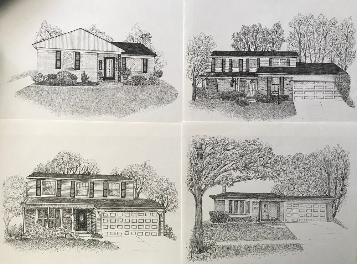 Custom Pen and Ink House Portrait - Etsy