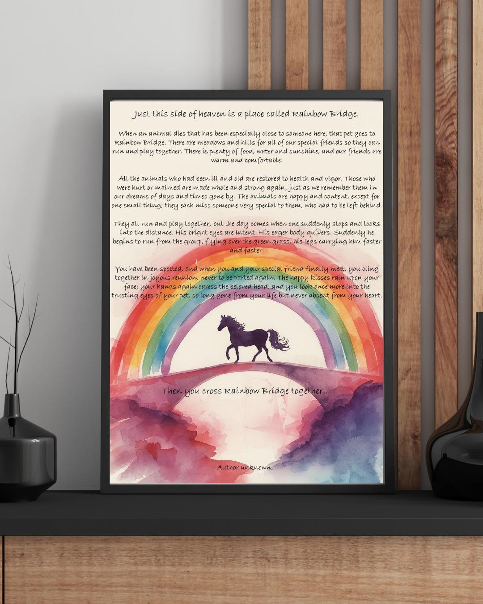 Rainbow Bridge Poem Art - Horse - Etsy