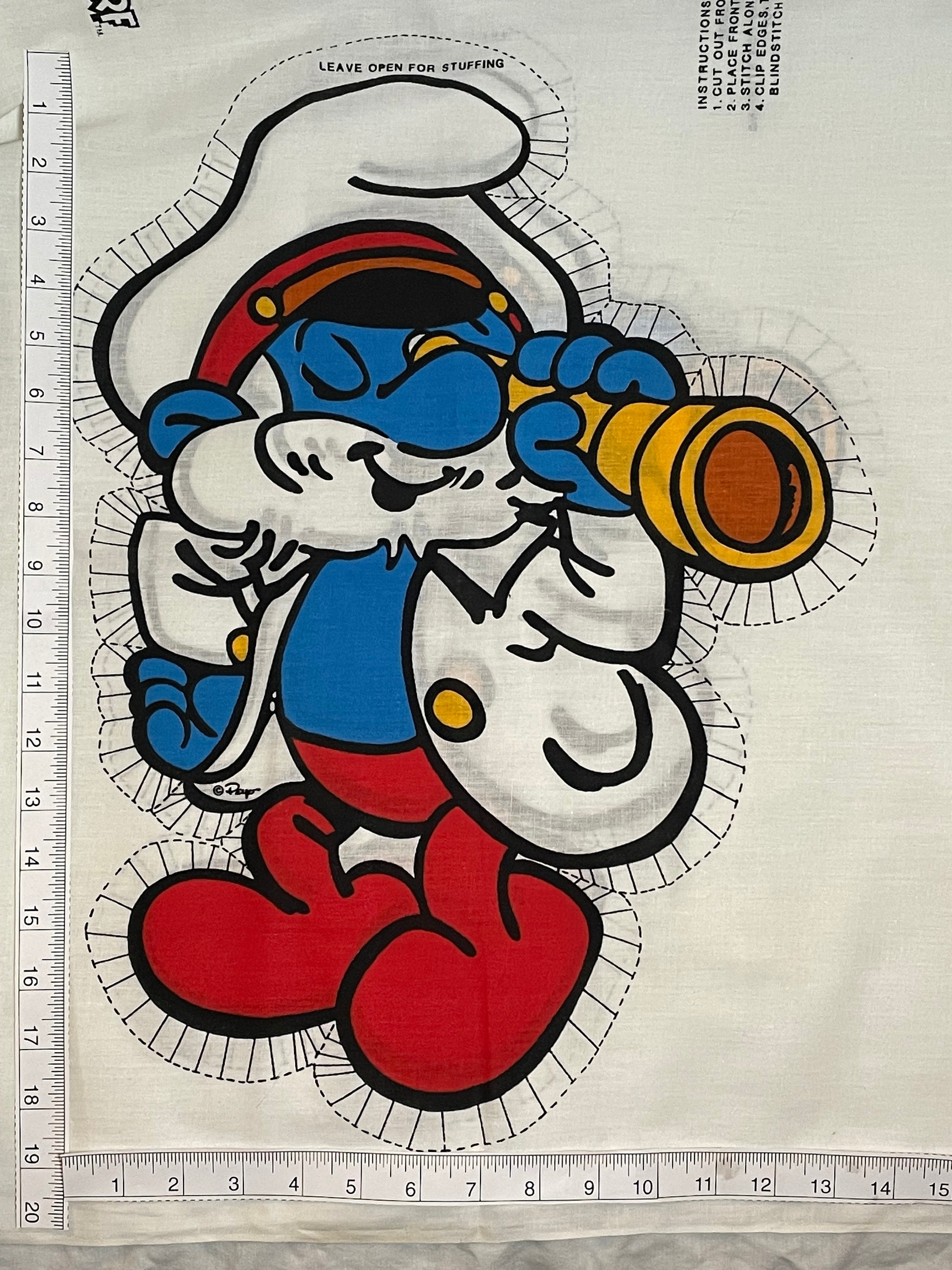 Vintage 1982 Captain Papa Smurf Cut and Sew Pillow Fabric Panel - Etsy