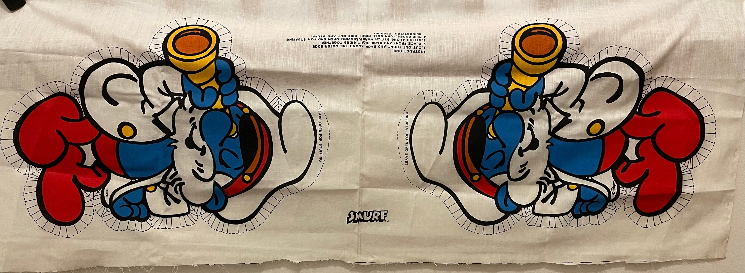 Vintage 1982 Captain Papa Smurf Cut and Sew Pillow Fabric Panel - Etsy