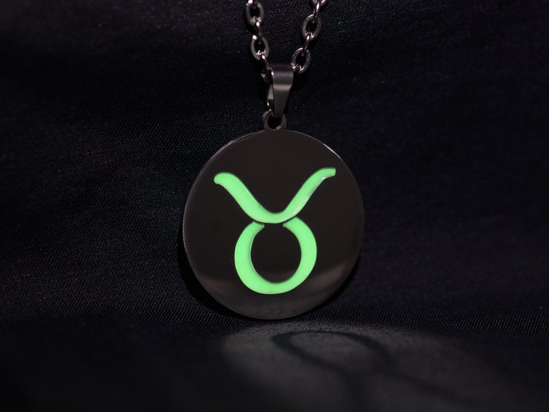 Taurus Necklace Taurus Zodiac Necklace Glow in the Dark | Etsy
