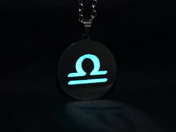 Libra Necklace Glow in the Dark Libra Necklace Birth Sign - Etsy