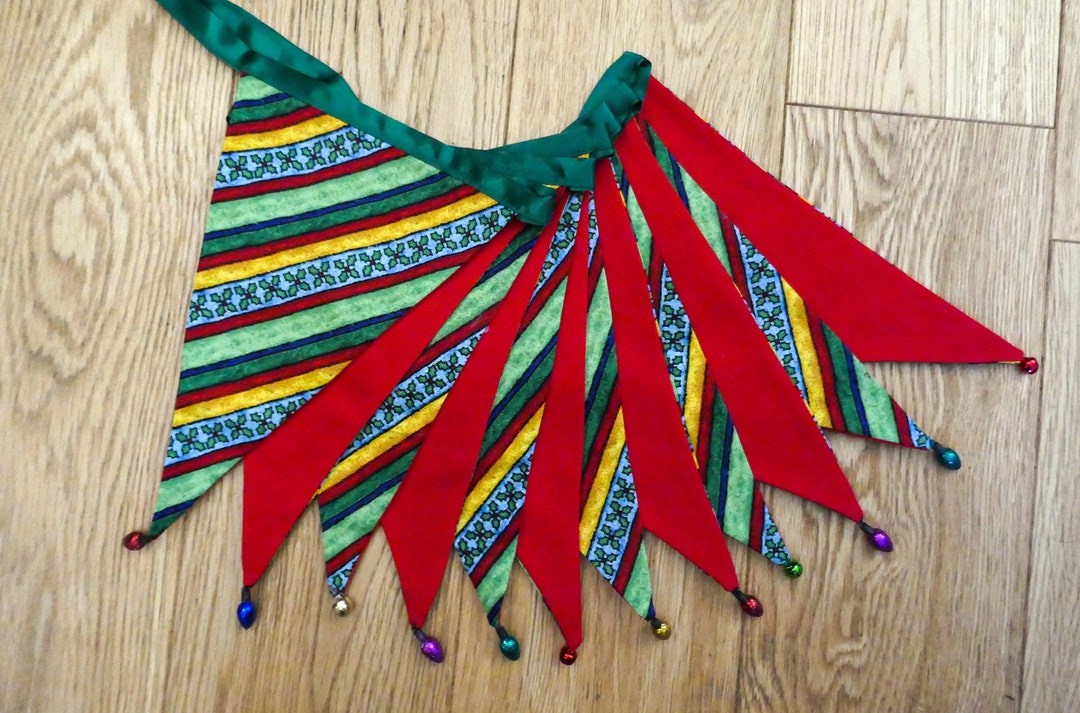 Red and Green Stripes and Holly Christmas Fabric Bunting | Double-sided ...