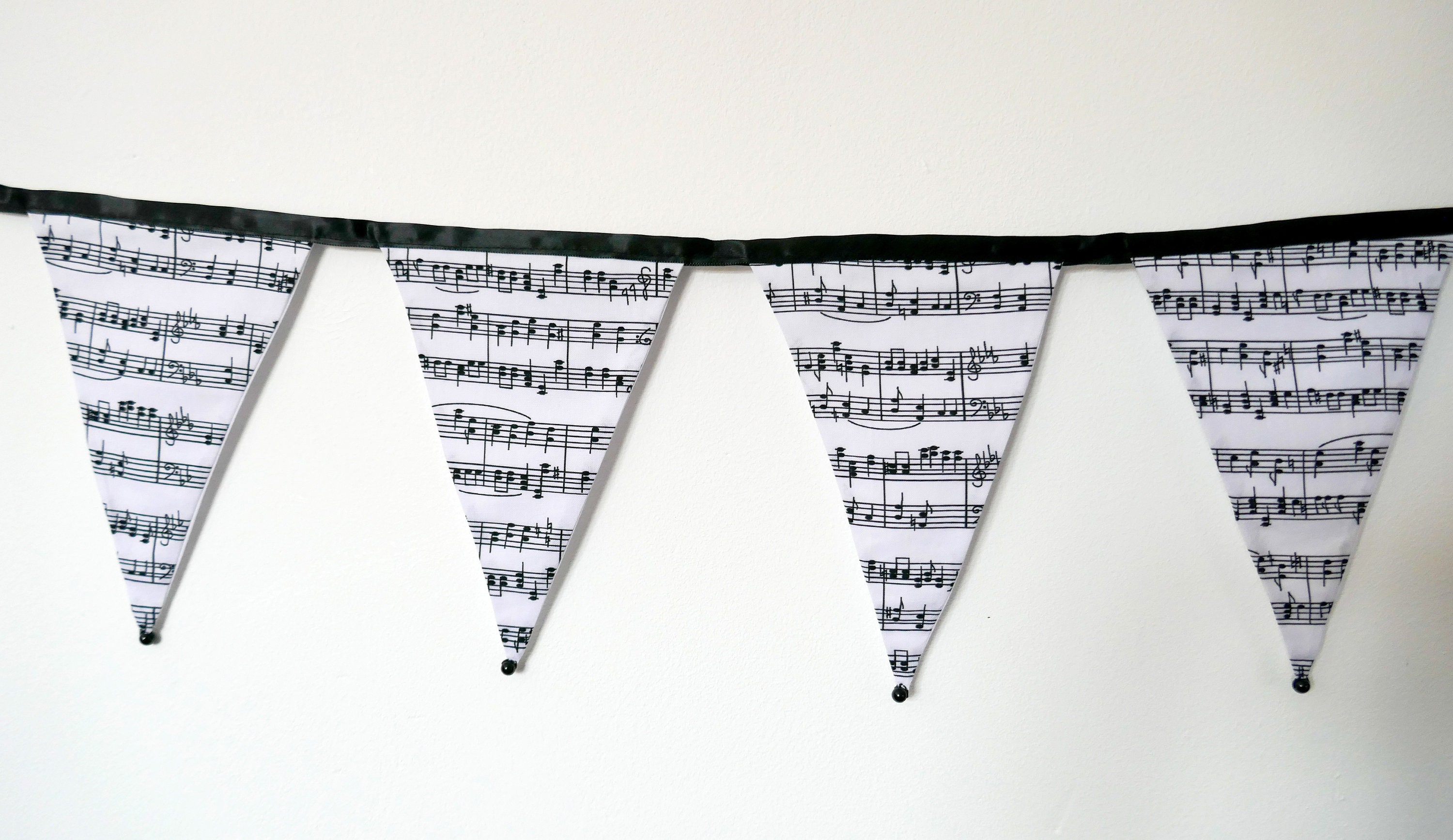 Black and White Music Notes Fabric Bunting Double-sided 12 - Etsy