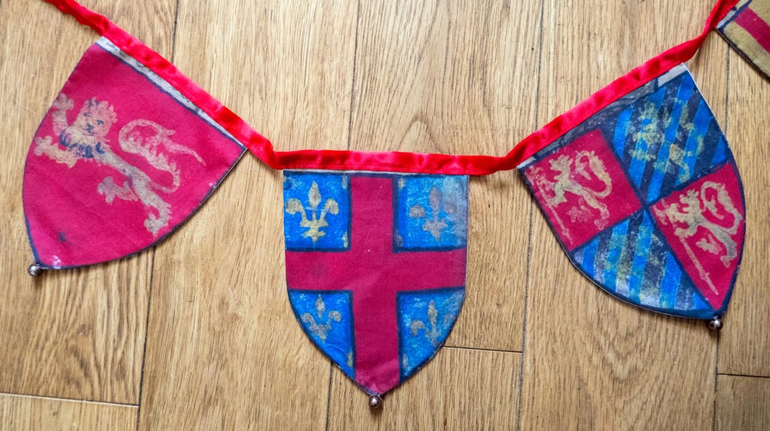 Medieval Style Heraldry Shields Fabric Bunting | Double-sided | 12 ...