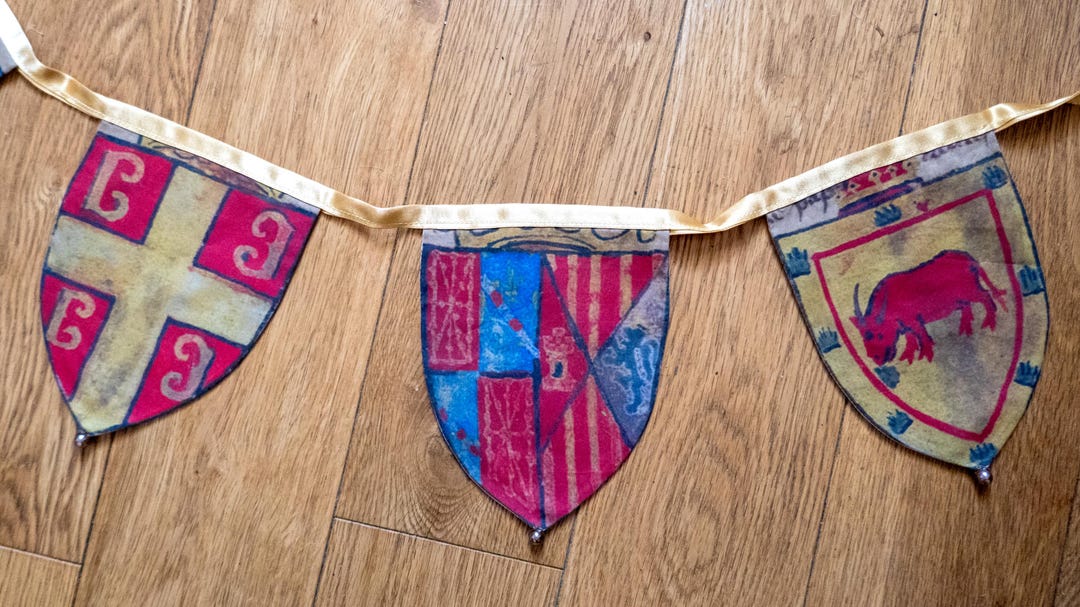 Medieval Style Heraldry Shields Fabric Bunting | Double-sided | 12 ...