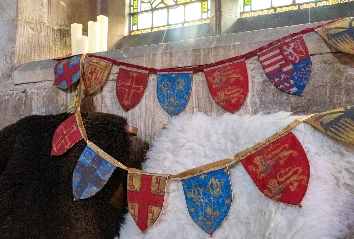 Medieval Style Heraldry Shields Fabric Bunting | Double-sided | 12 ...