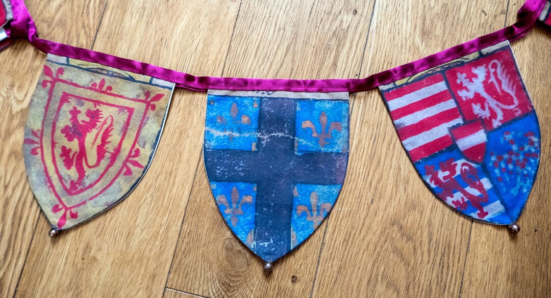 Medieval Style Heraldry Shields Fabric Bunting | Double-sided | 12 ...