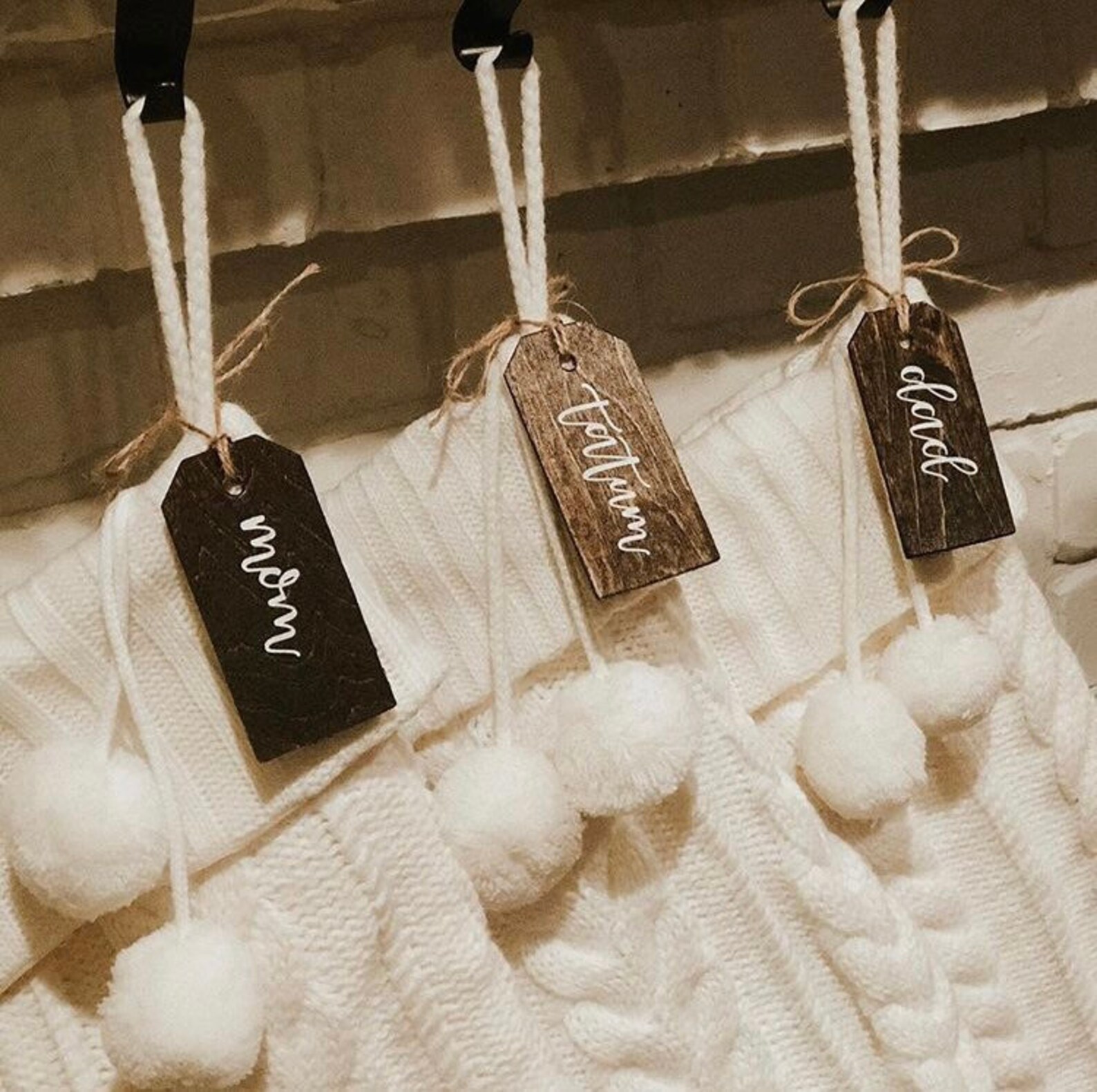 BEST SELLING Wood Stocking Tags Handlettered Stained Tags - Etsy