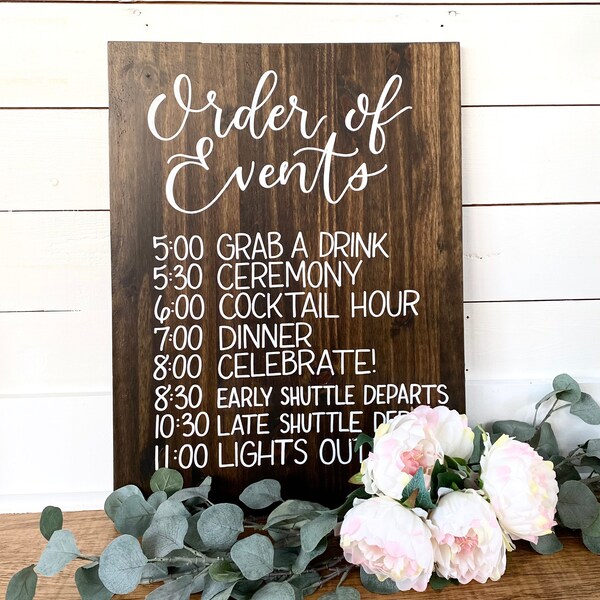 Order of Events - Etsy