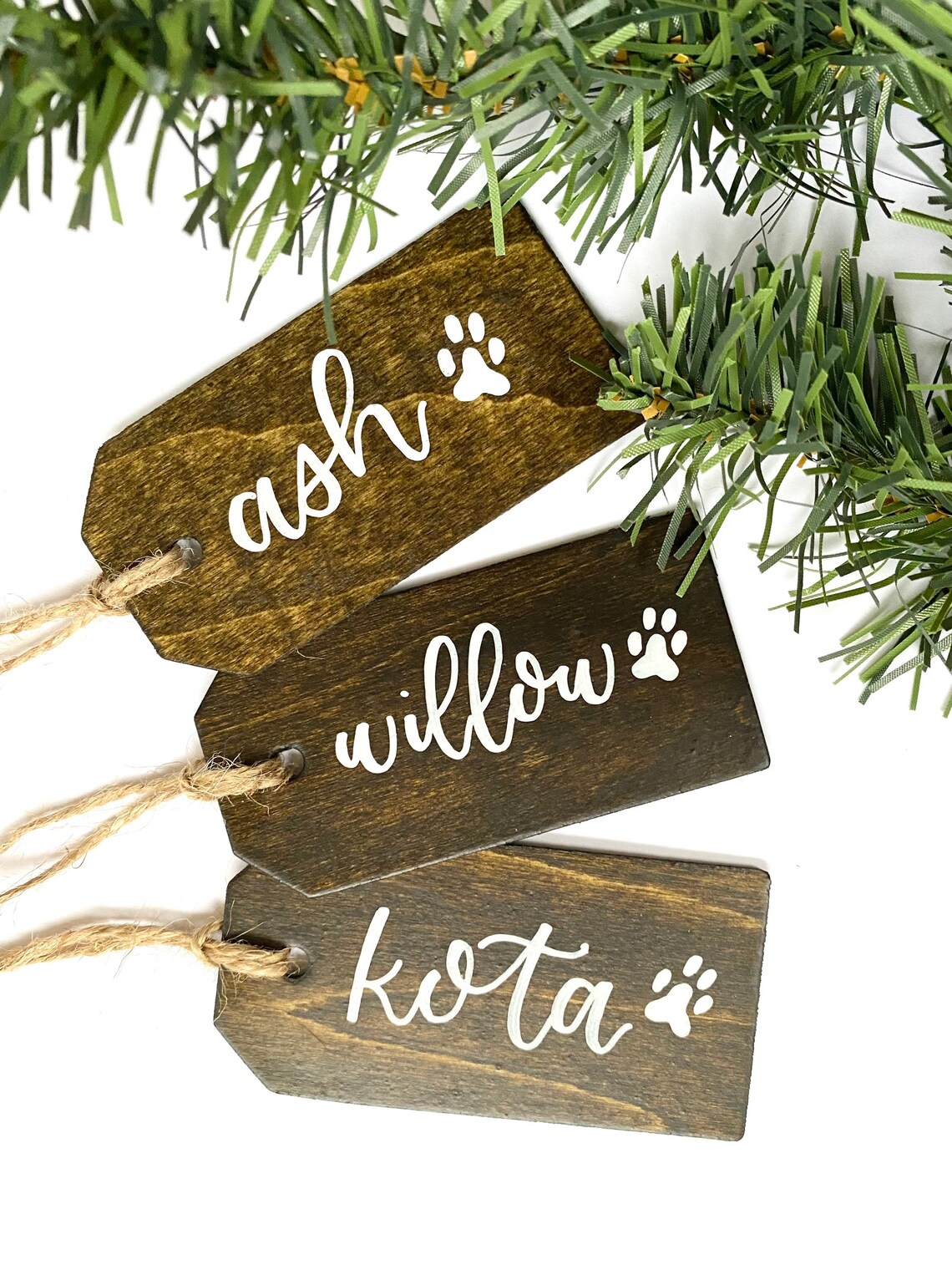 BEST SELLING Wood Stocking Tags Handlettered Stained Tags | Etsy