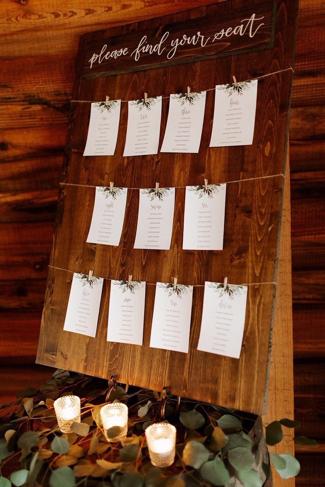 Wood Wedding Seating Chart Guest List Hand Written Hand - Etsy
