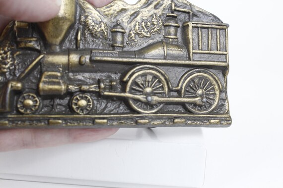 Vintage Cast Bronze Tone Train Locomotive Belt Buckle… - Gem