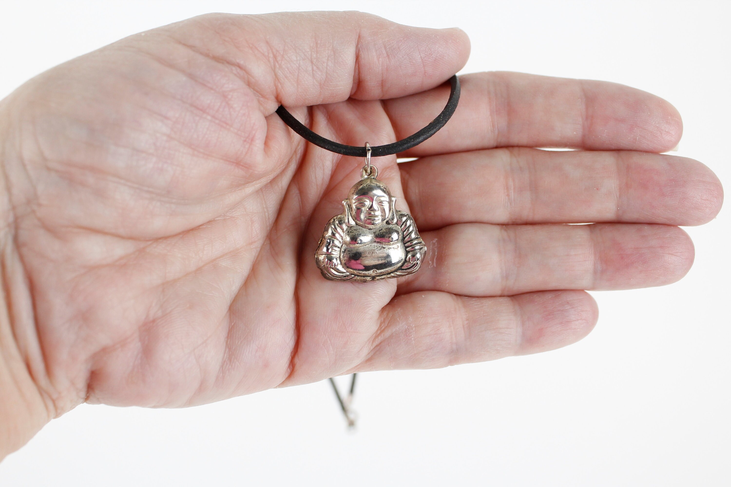 Vintage Silver Plated Buddha Pendant With a Leather and | Etsy