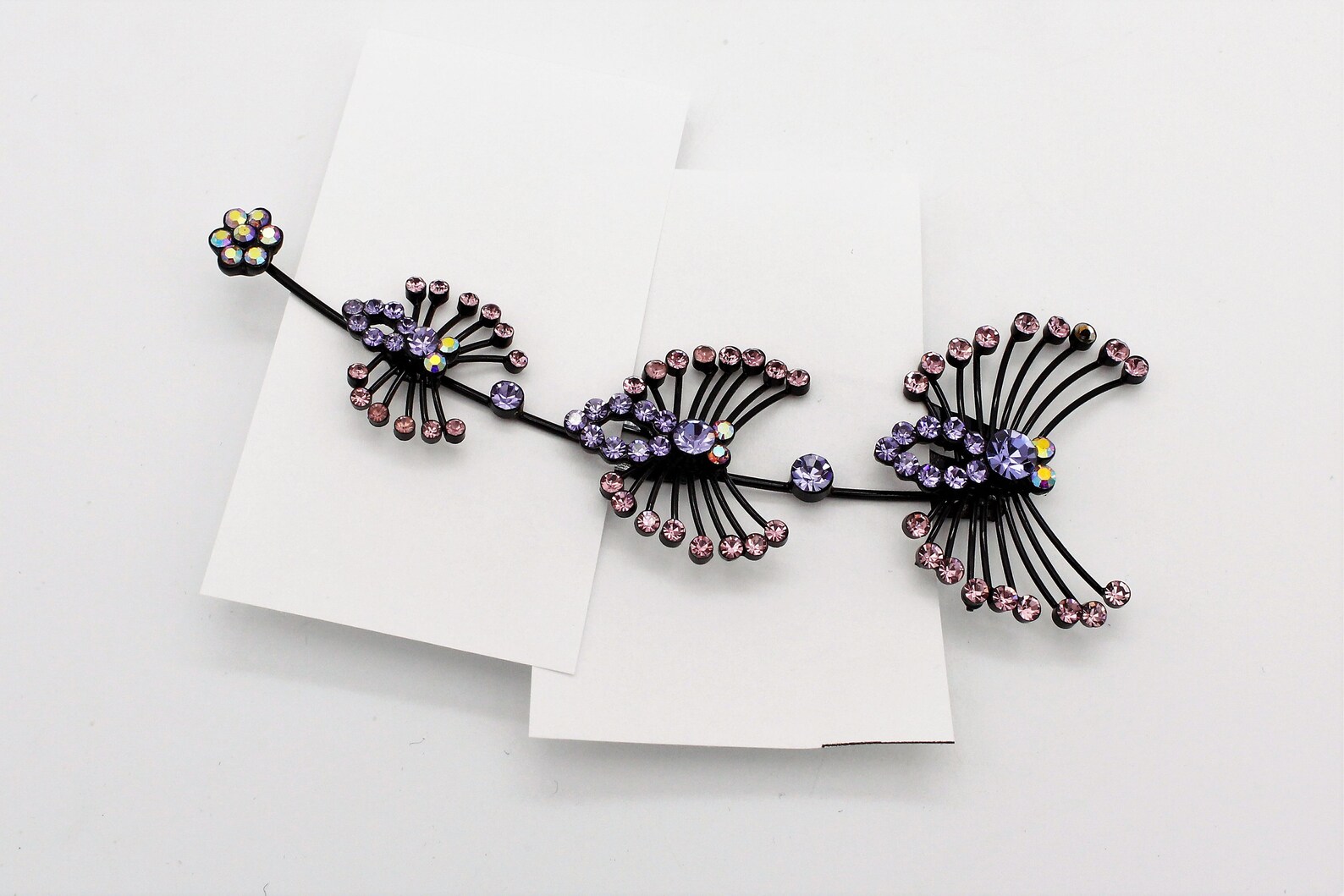 Pink and Lavender Rhinestone Butterflies Comb - Etsy