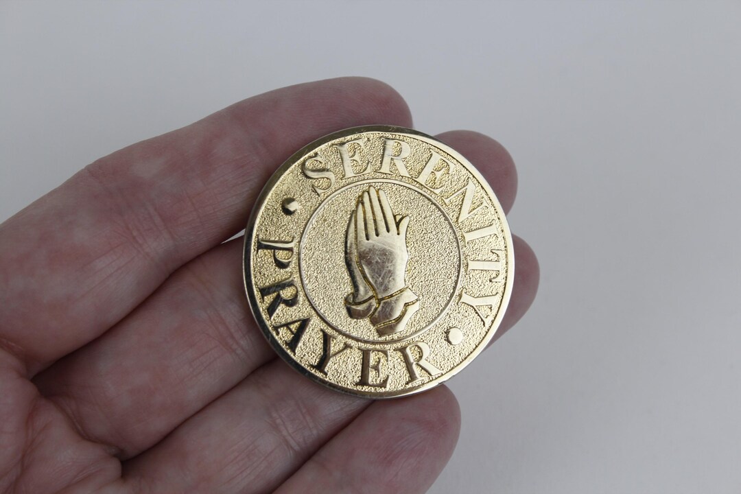 Vintage Gold Tone Serenity Prayer Coin Praying Hands Token - Etsy