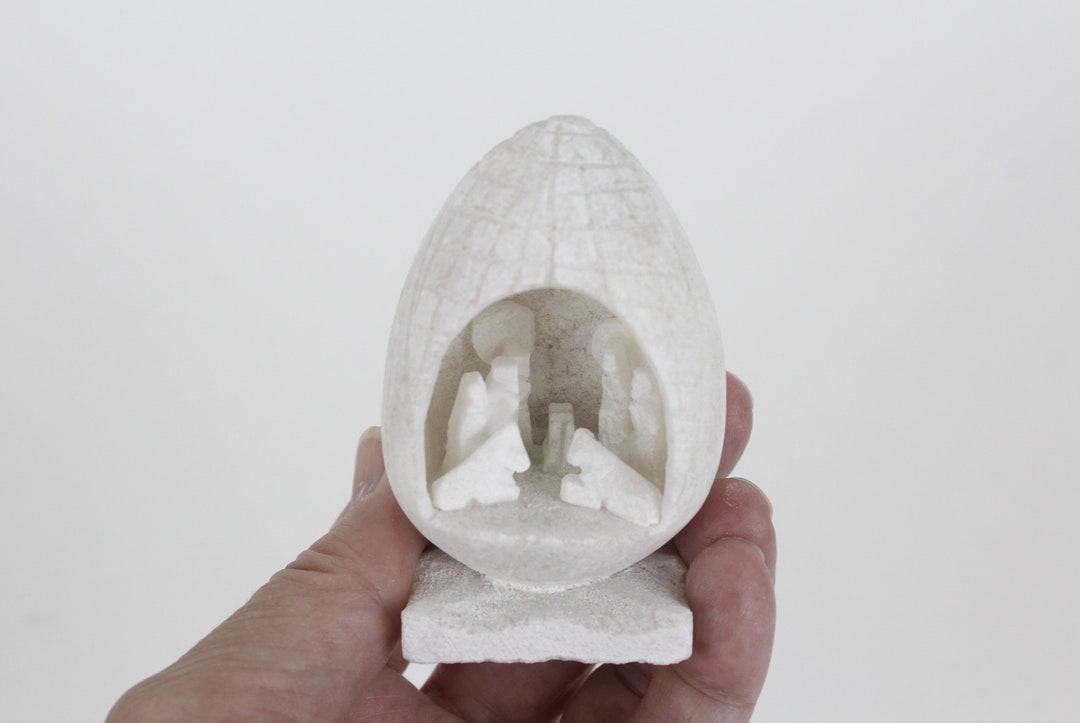 Small Textured Egg Shaped Alabaster Nativity Carved Stone From Peru - Etsy