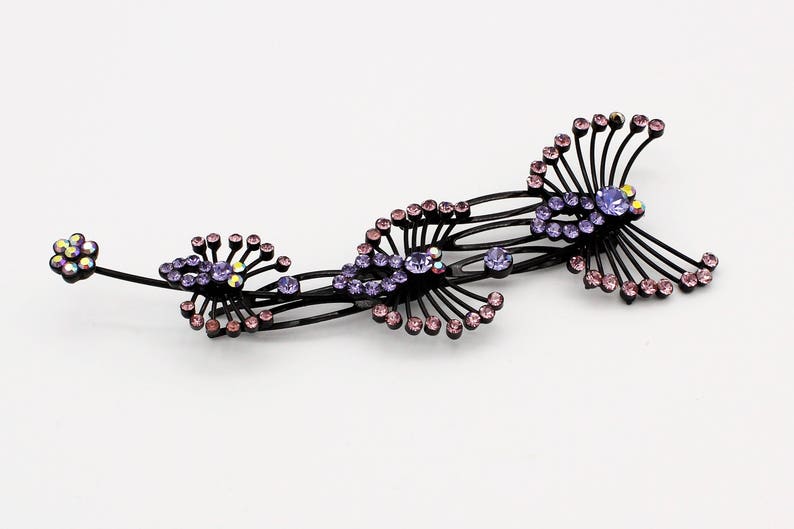 Pink and Lavender Rhinestone Butterflies Comb - Etsy