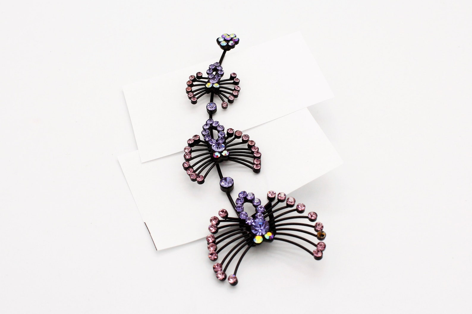 Pink and Lavender Rhinestone Butterflies Comb - Etsy