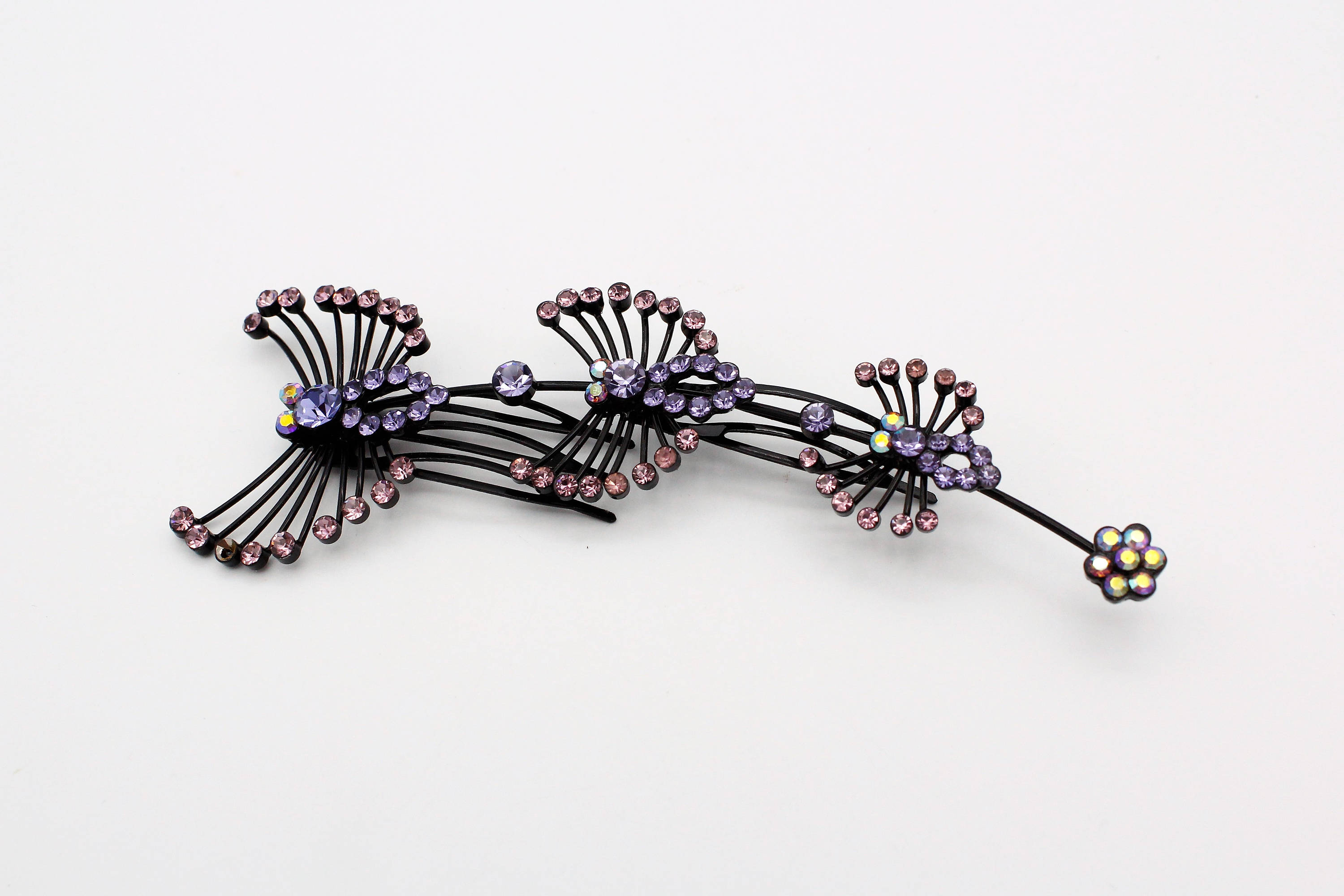 Pink and Lavender Rhinestone Butterflies Comb - Etsy