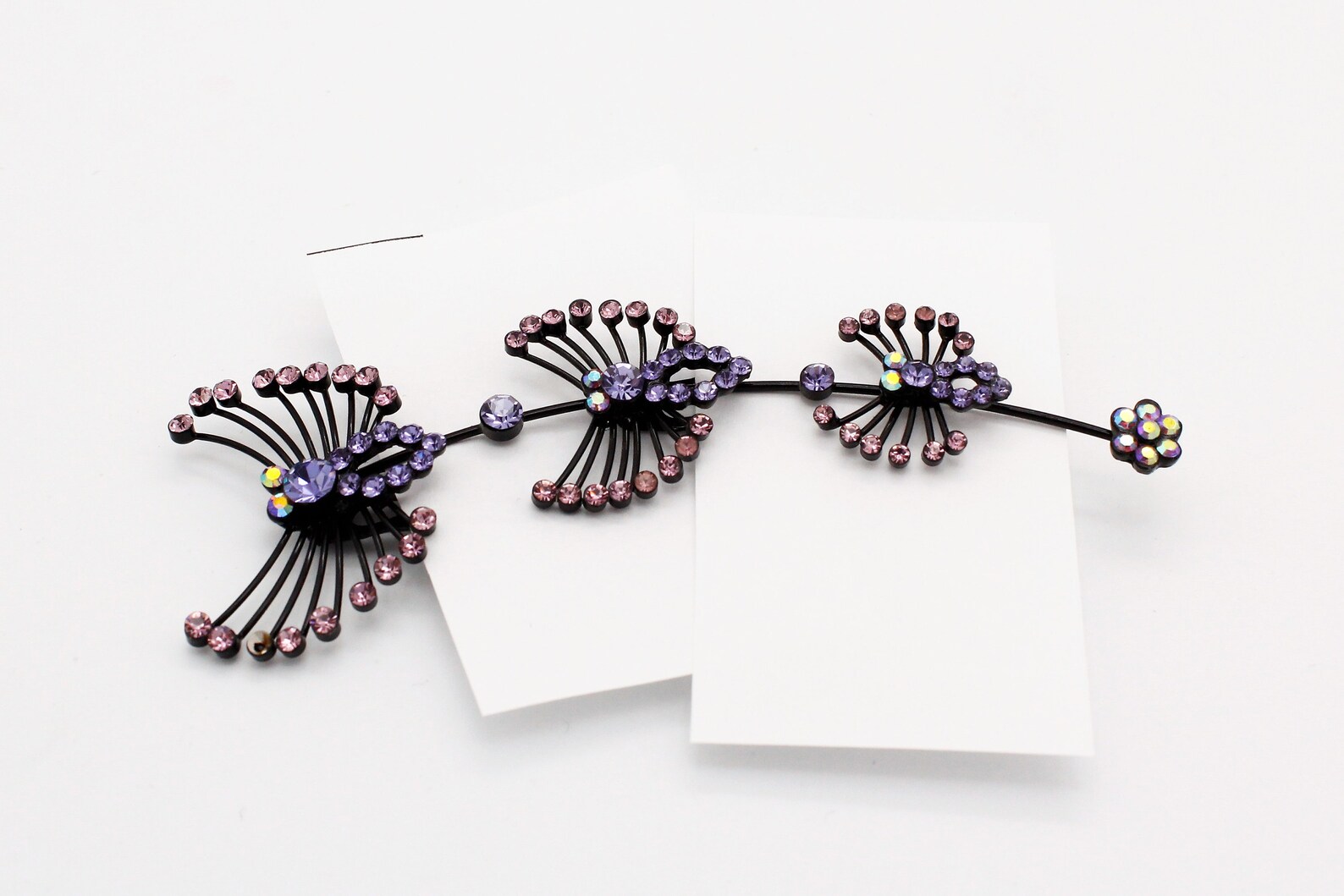 Pink and Lavender Rhinestone Butterflies Comb - Etsy