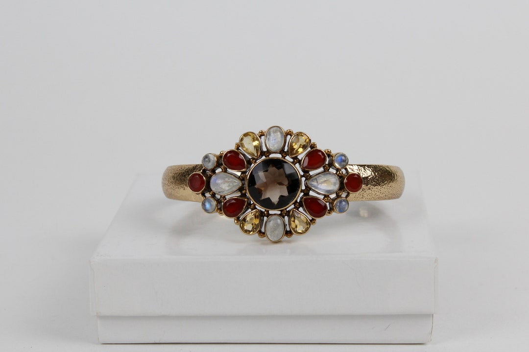 Vintage Nicky Butler Gold Tone Bronze Multi Gemstone Cuff Bracelet - Etsy