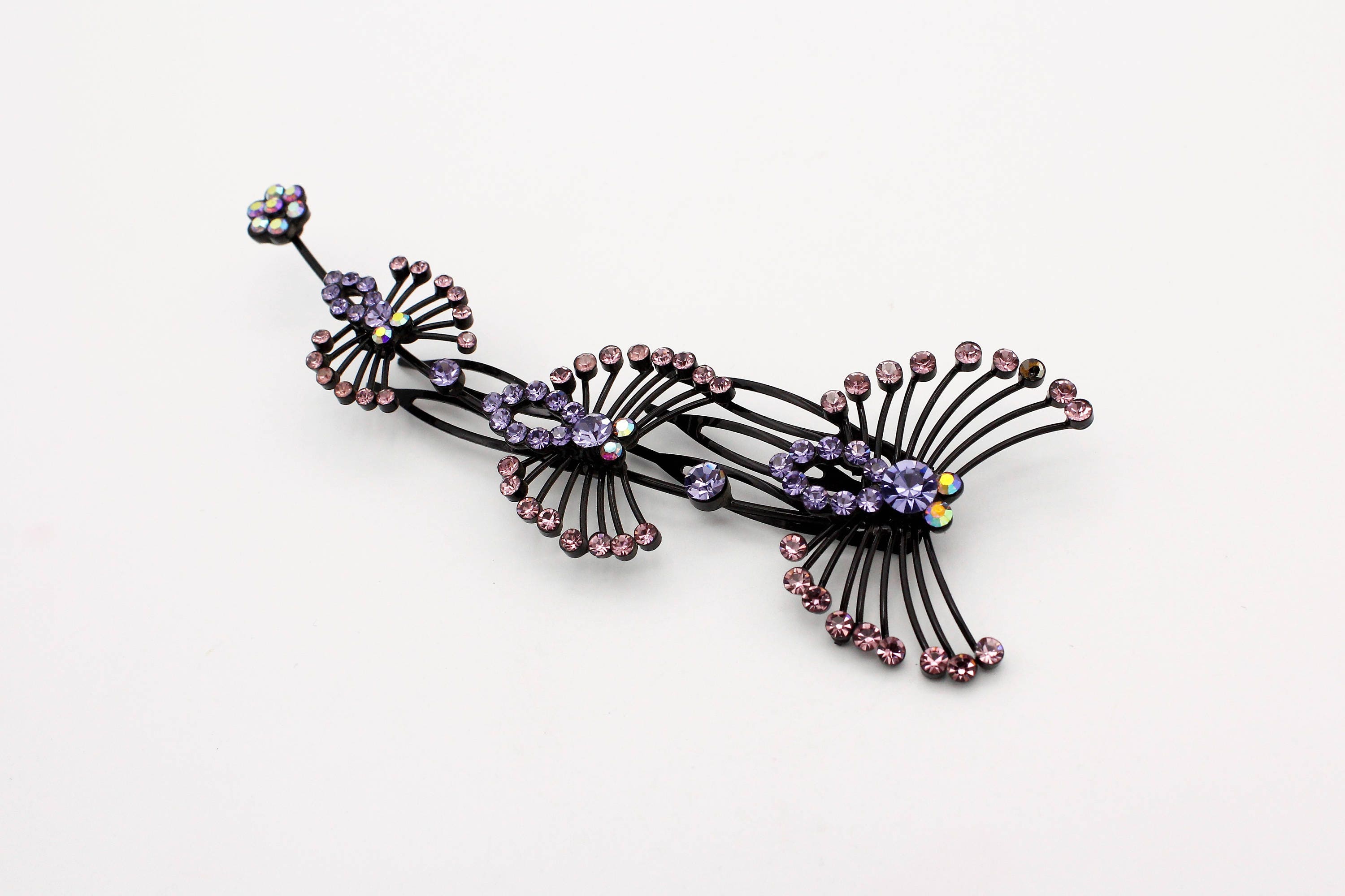 Pink and Lavender Rhinestone Butterflies Comb - Etsy