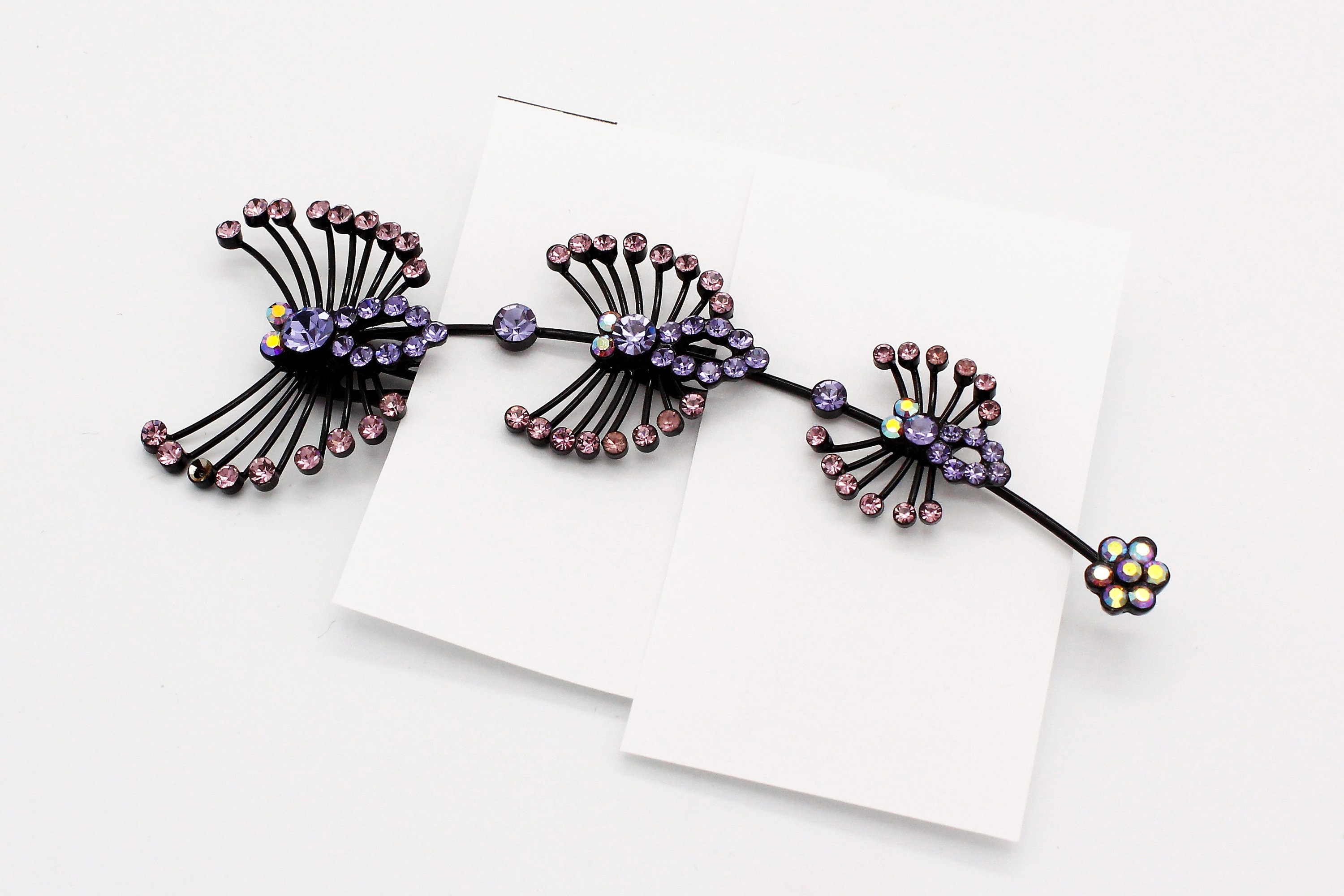 Pink and Lavender Rhinestone Butterflies Comb - Etsy