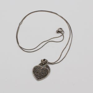 Sterling Silver and Marcasite Heart Pendant Necklace - Etsy
