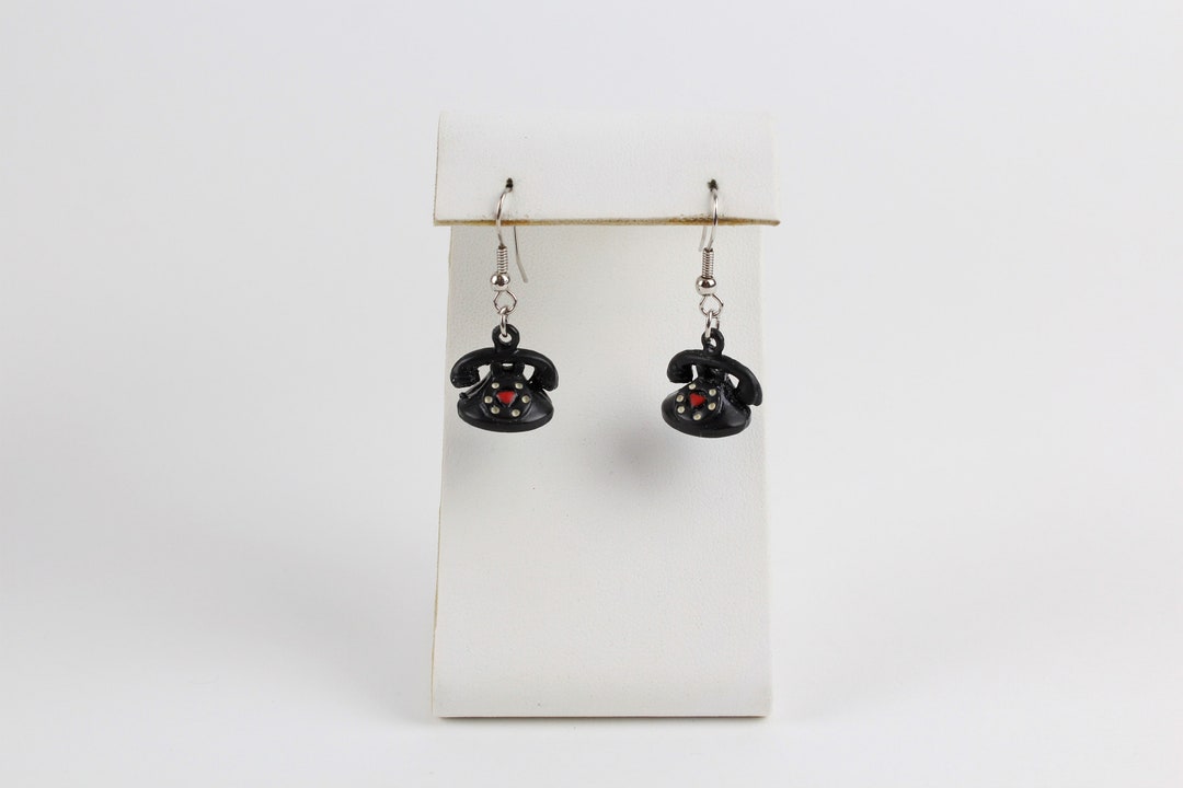 Vintage Cast Metal Black Rotary Dial Telephone Earrings - Etsy