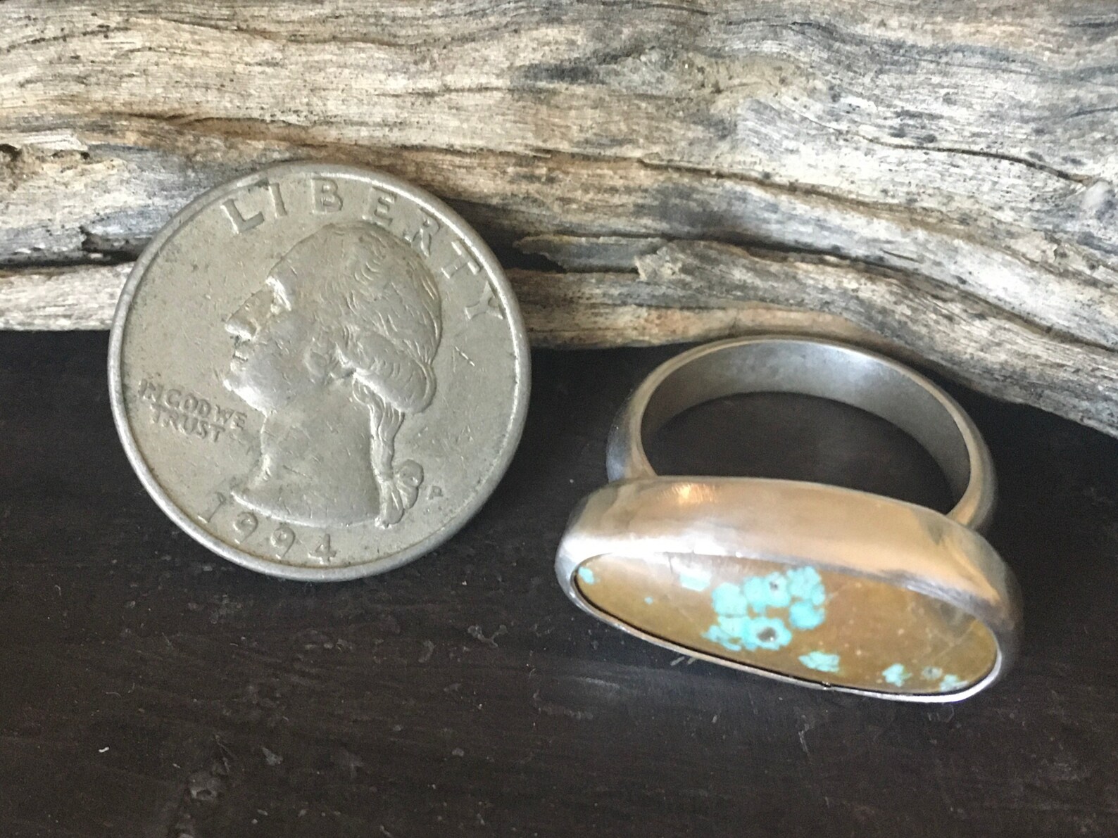 Size 8.5 Boulder Ribbon Horizontal Turquoise Ring - Etsy