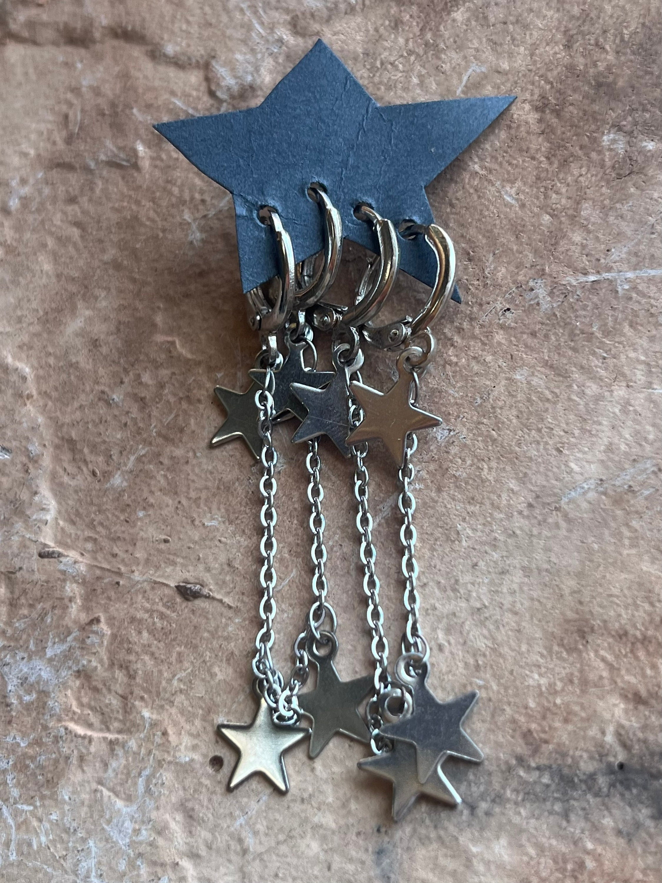 Double Starry Chain Hoops PAIR - Etsy