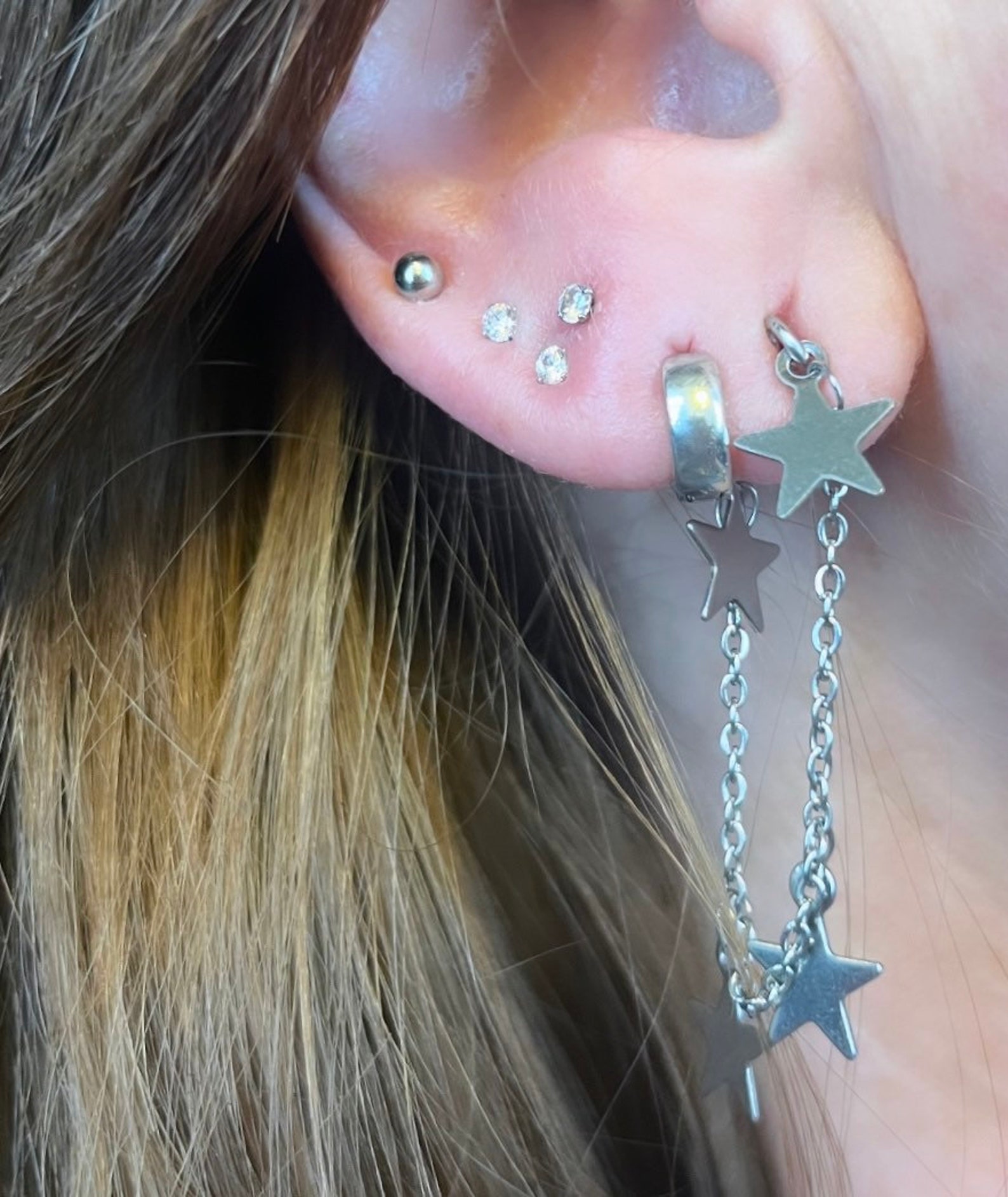Starry Chained Earrings - Etsy