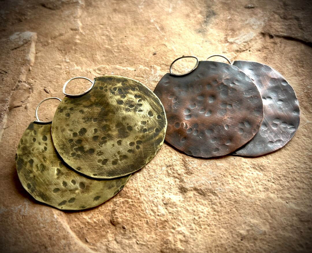 Hammered Shield Hoops - Etsy