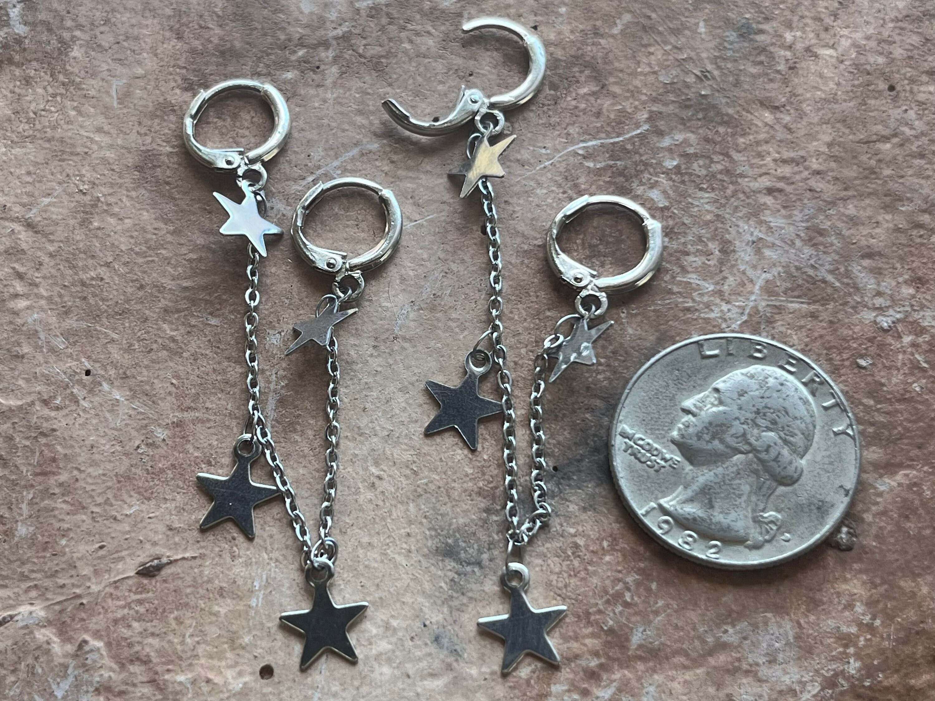 Double Starry Chain Hoops PAIR - Etsy