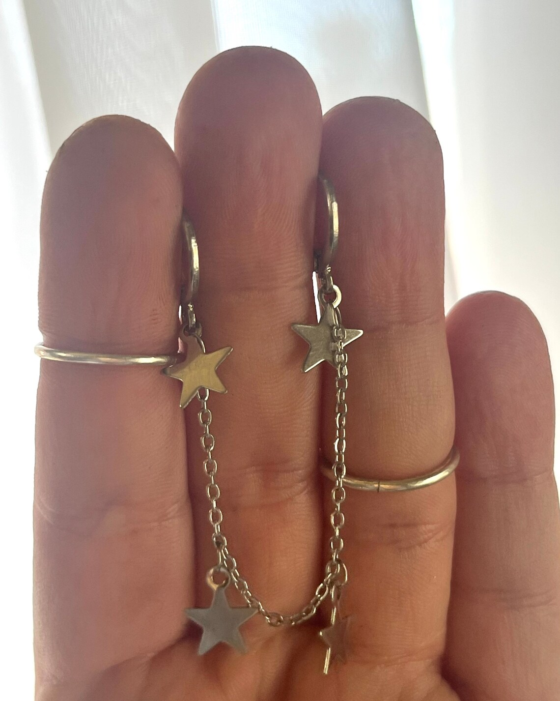 Double Starry Chain Hoops PAIR - Etsy