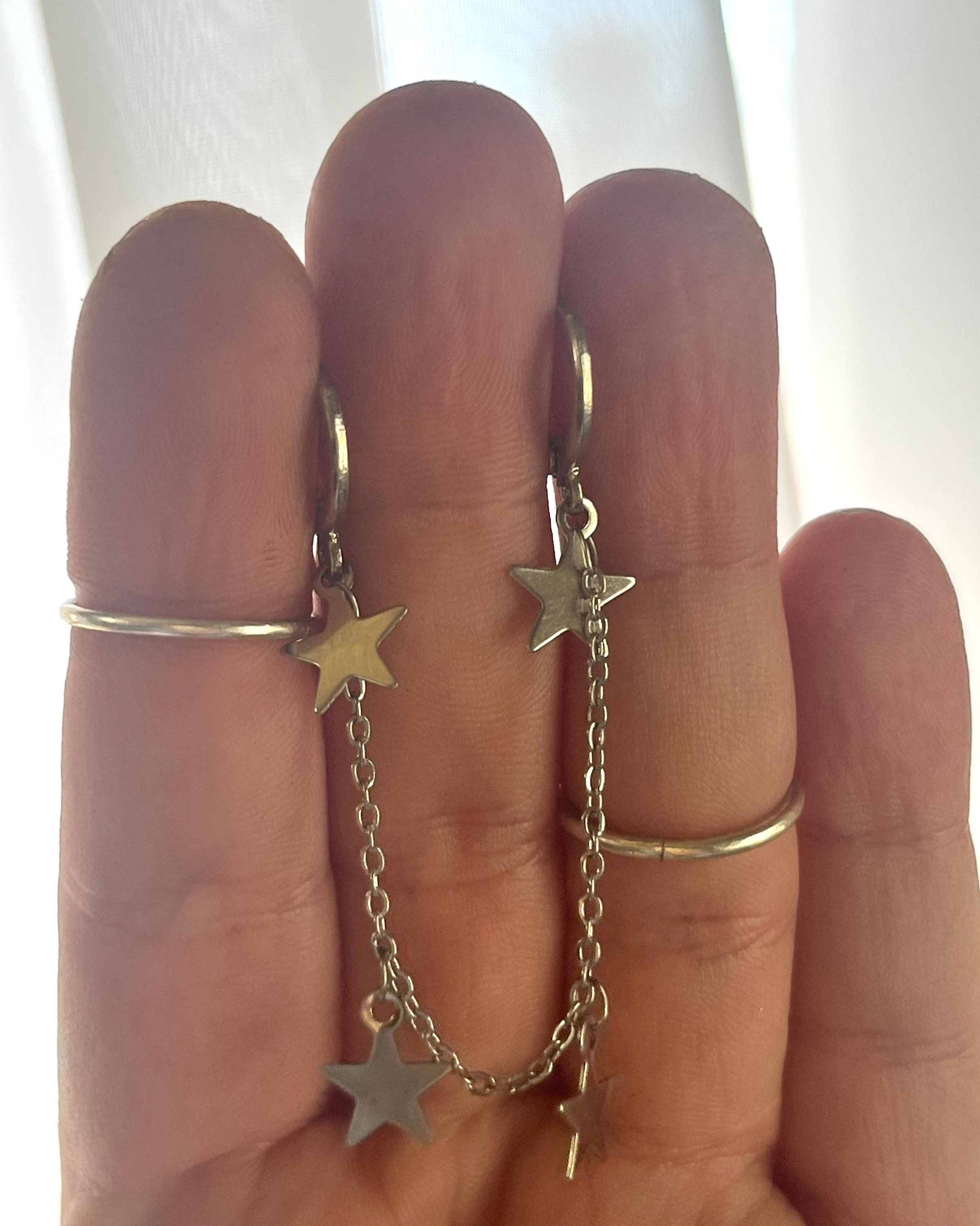 Double Starry Chain Hoops PAIR - Etsy