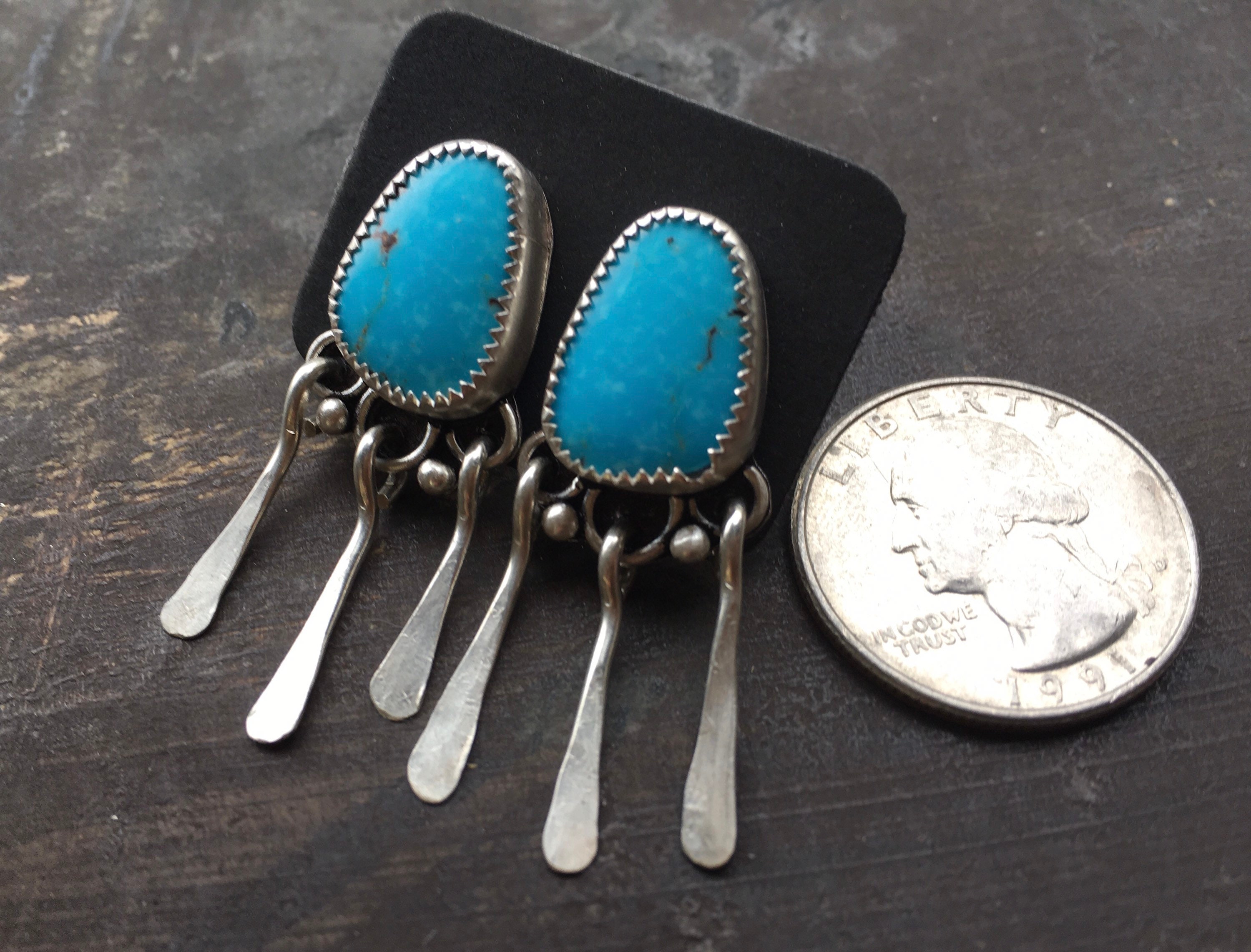 Blue Kingman Turquoise Fringe Studs - Etsy