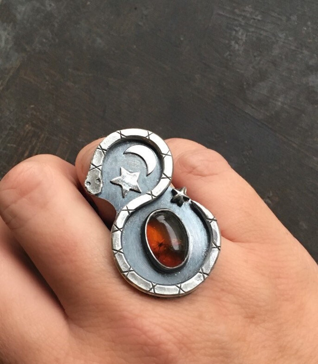 ETSYS PICK Size 7 Baltic Amber Celestial Serpent Ring - Etsy