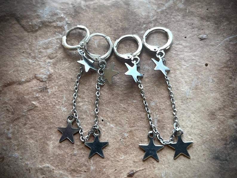 Double Starry Chain Hoops PAIR - Etsy