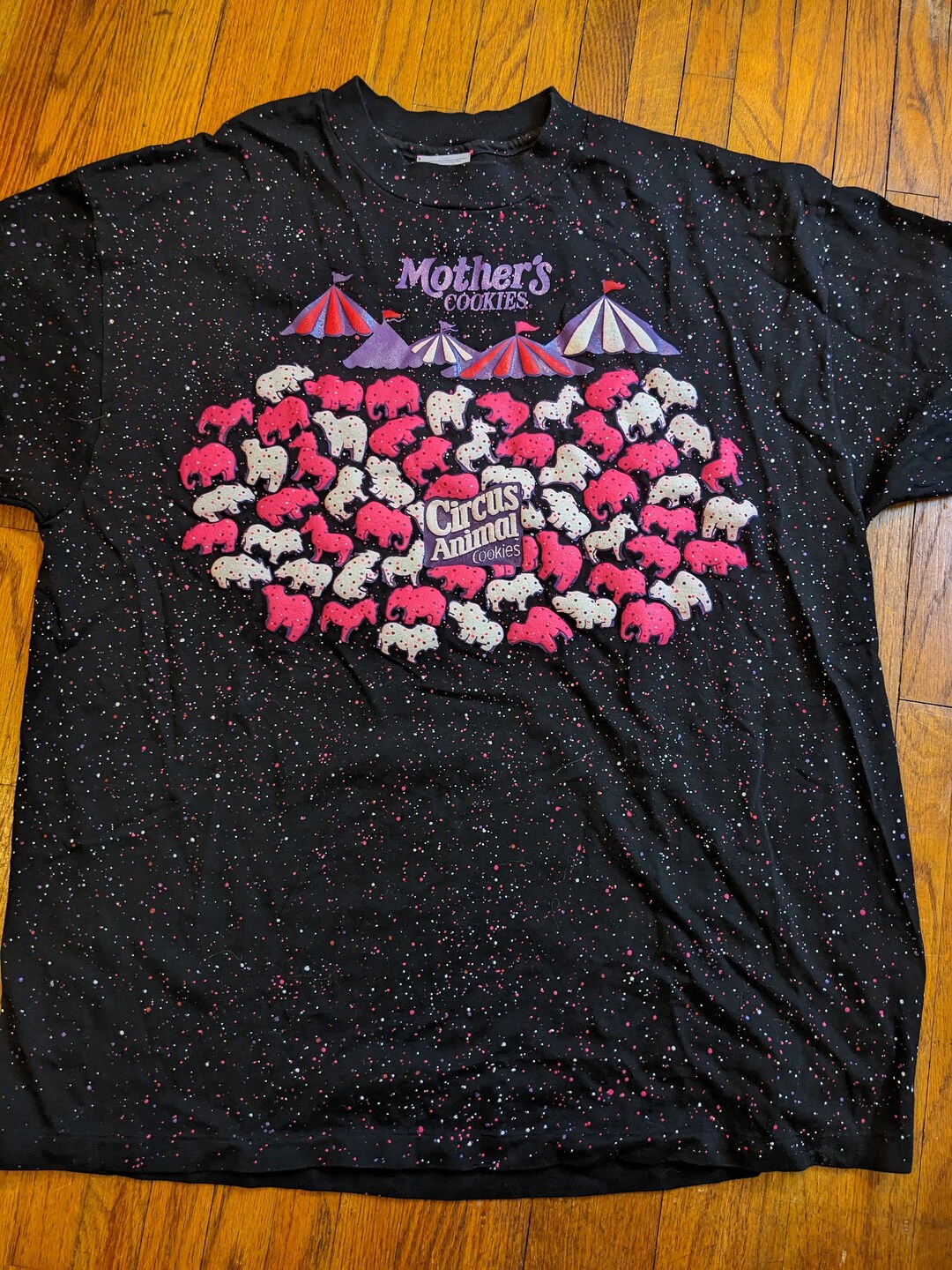 Vintage Deadstock Neon Pink Splatter Paint Puffy Screenprint Animal ...