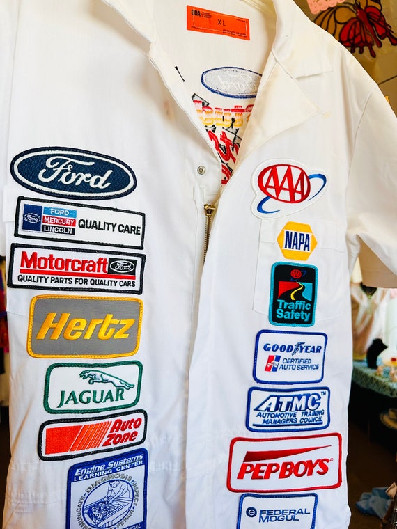 Rare and Unique Pit Crew White Racing Coveralls with … - Gem
