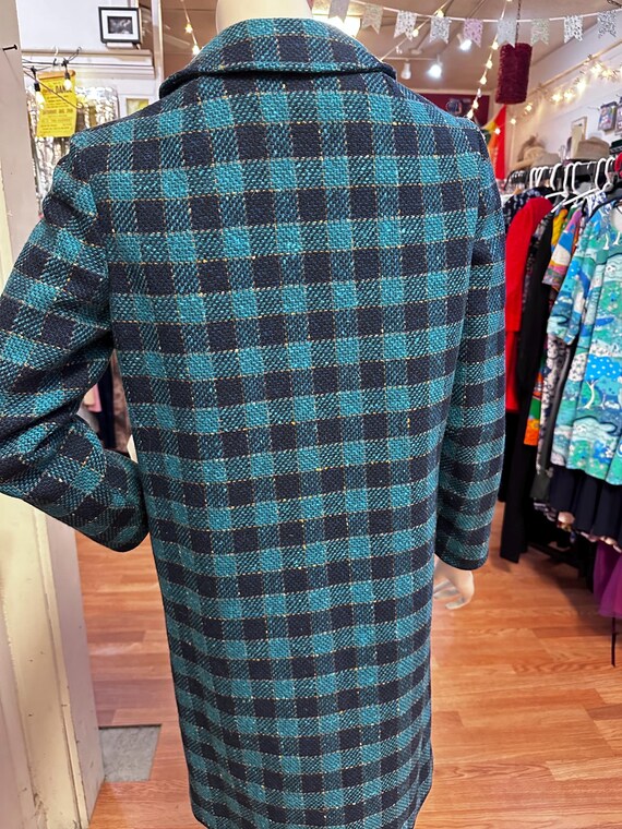 1960's Vintage Blue Plaid Wool Coat Rare Pendleton - Gem