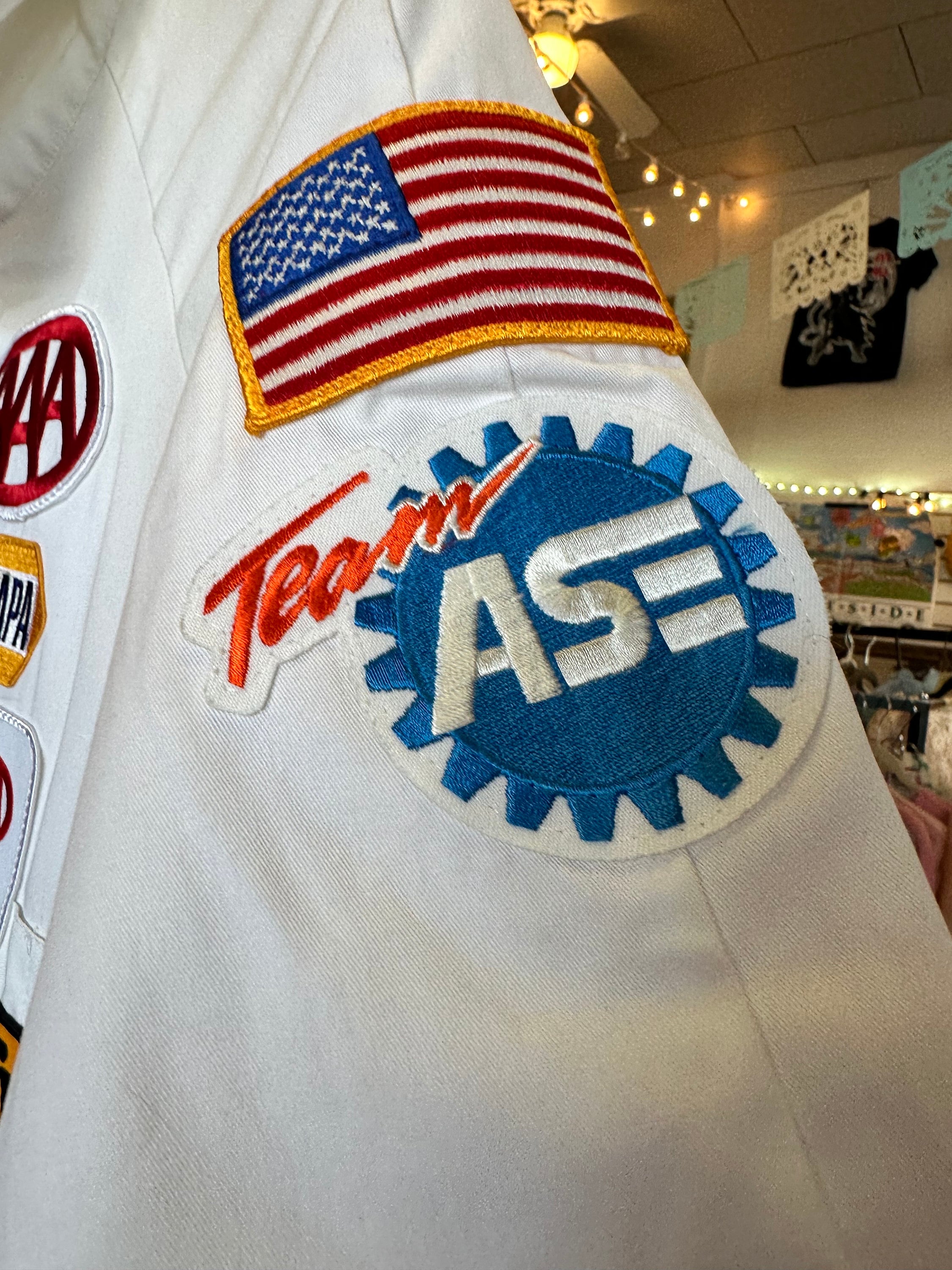 Unique White Racing Pit Crew Coveralls With Patches LARGE - Etsy
