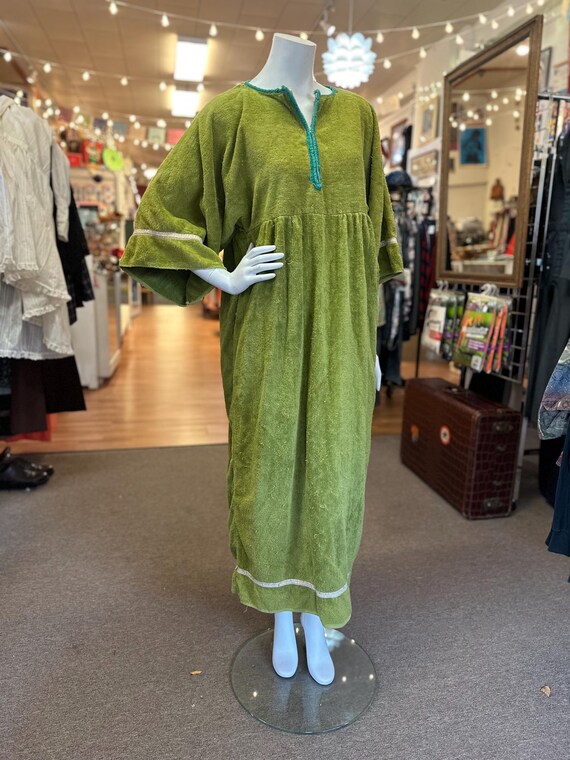 1970’s Avocado Green Towel Maxi Dress AS IS - Gem