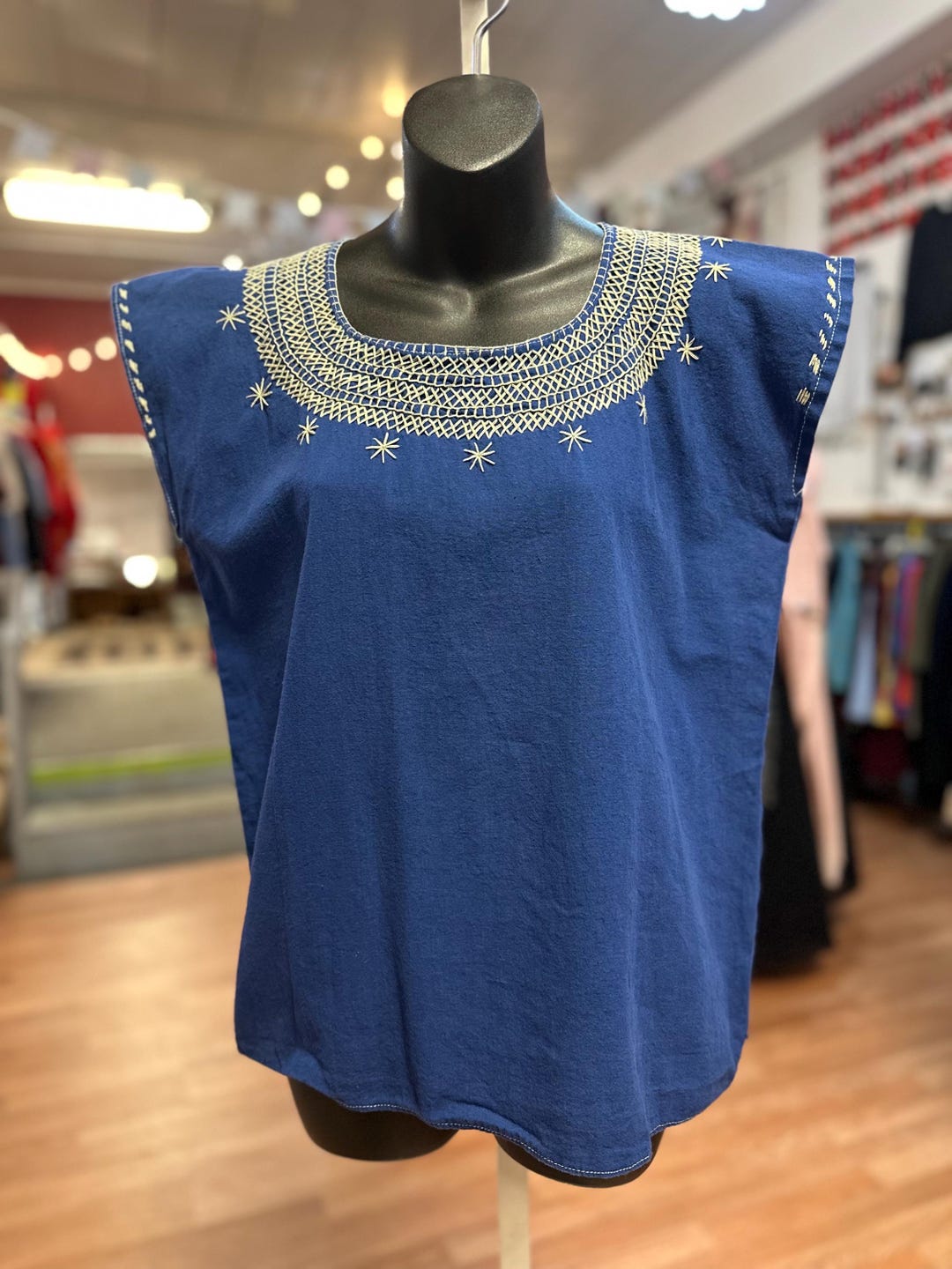 Mexican Oaxaca Maya Traditional Hand Embroidered Blouse With Stars ...