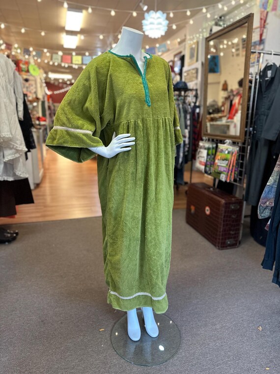 1970’s Avocado Green Towel Maxi Dress AS IS - Gem