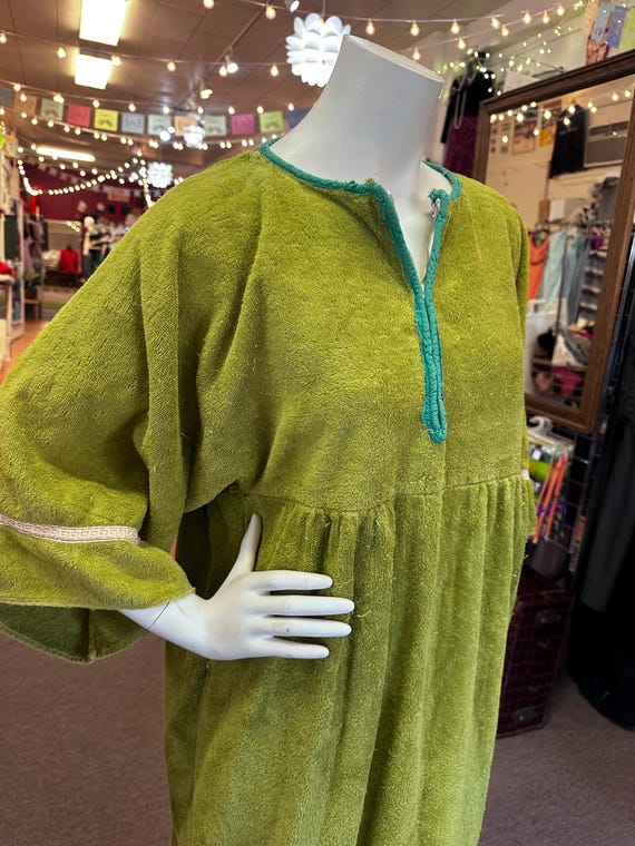 1970’s Avocado Green Towel Maxi Dress AS IS - Gem