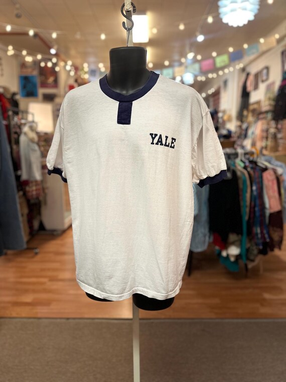 Vintage Ivy League Yale Ringer Tee Preppy L RARE - Gem