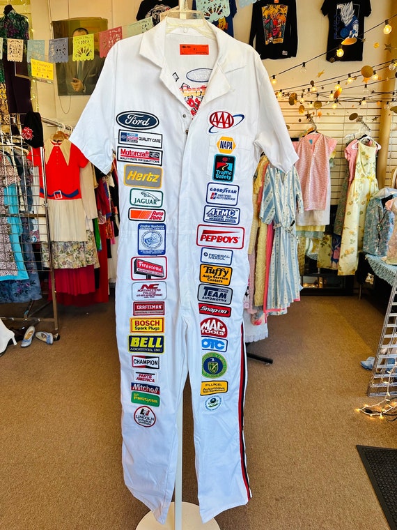 Rare and Unique Pit Crew White Racing Coveralls with … - Gem